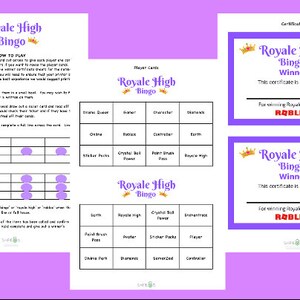 Royale High Bingo Digital Download Roblox Royale High Print at - Etsy