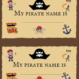 What's Your Pirate Name? Name Generator Printable Party Game Instant ...