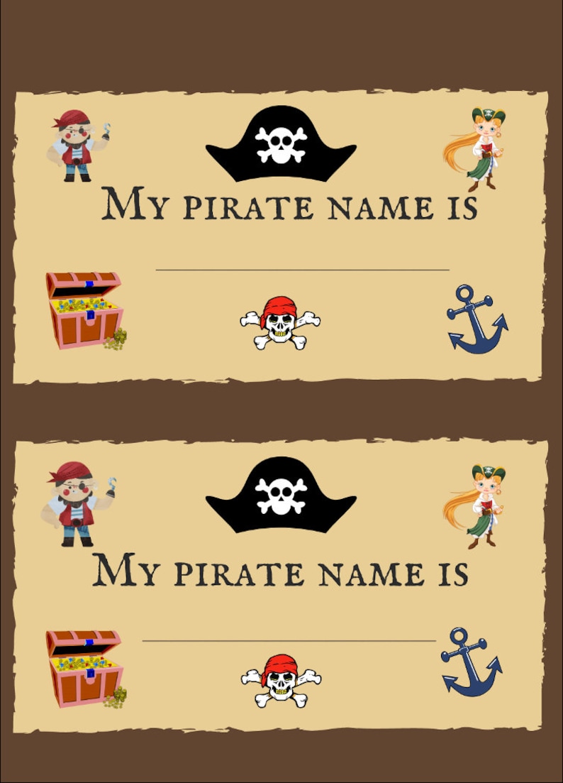 What's Your Pirate Name? Name Generator Printable Party Game Instant ...