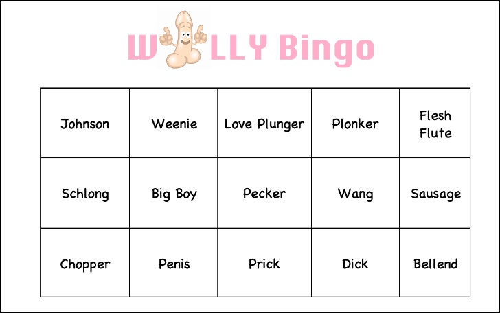Willy Bingo 16 Cards RUDE Hen Party Bachelorette Bingo Rude Willy Bingo ...