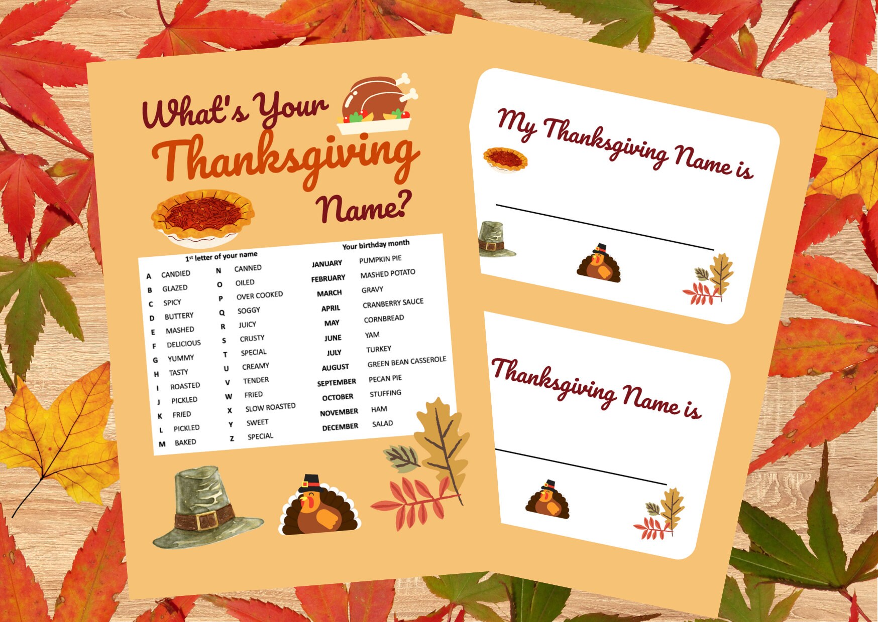 Whats Your Thanksgiving Name? Name Generator Thanksgiving Printable ...