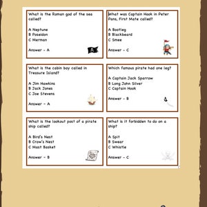 Pirate Quiz Pirate Printable Party Game Instant Download Party Game ...