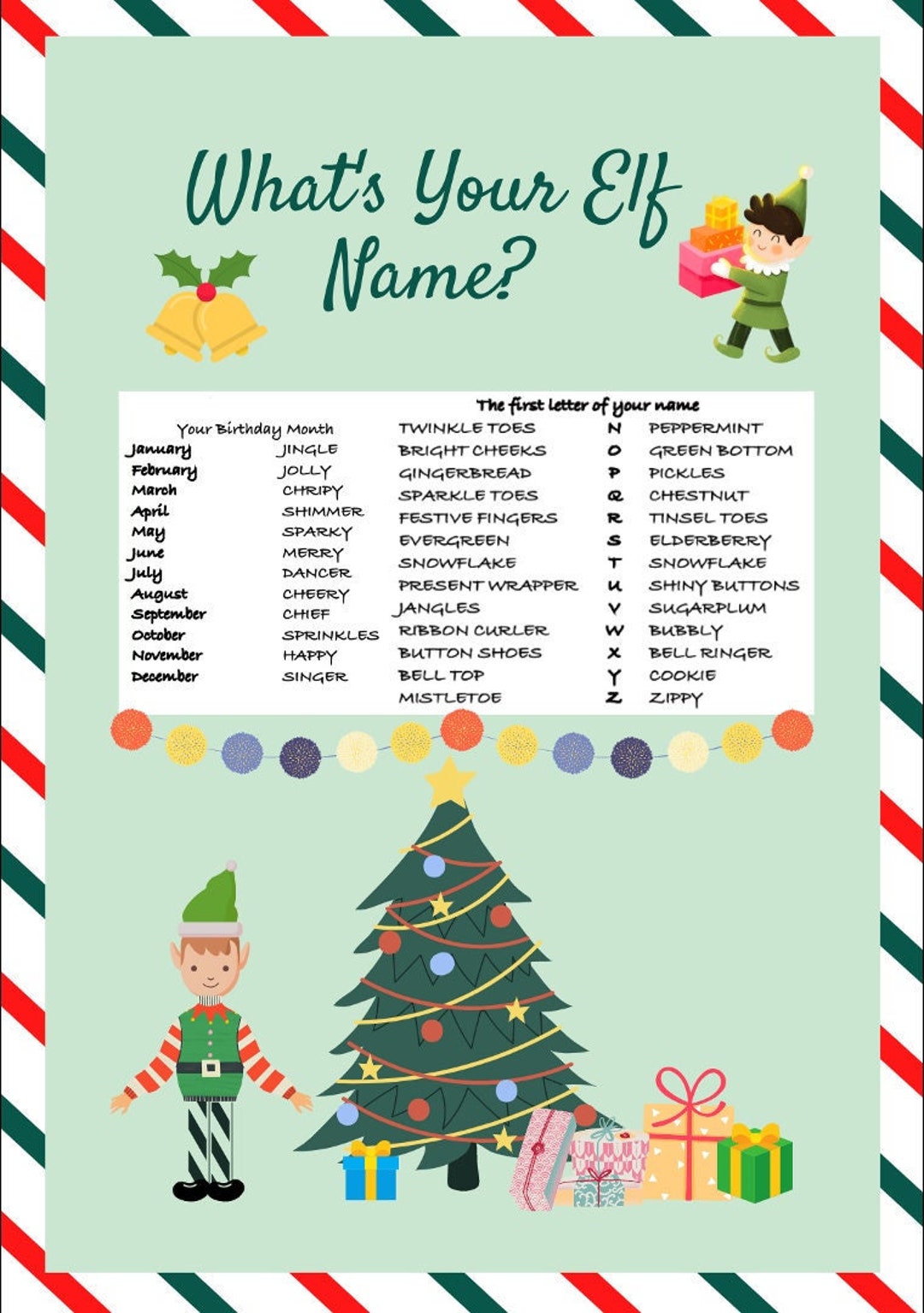 Whats Your Elf Name Elf Name Generator Christmas Printable Party Game ... Whats Your Elf Name Elf Name Generator Christmas Printable Party Game ...