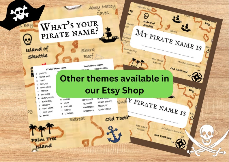 What's Your Pirate Name? Name Generator Printable Party Game Instant ...