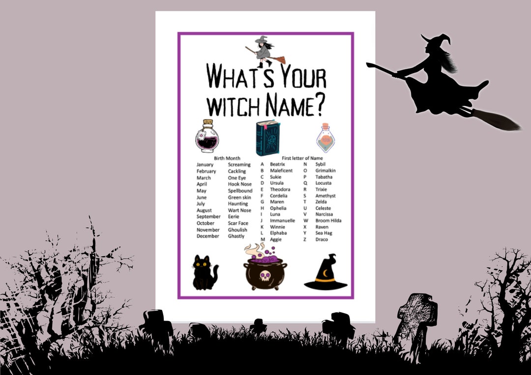 What's Your Witch Name Witch Name Generator Printable Halloween Game ...