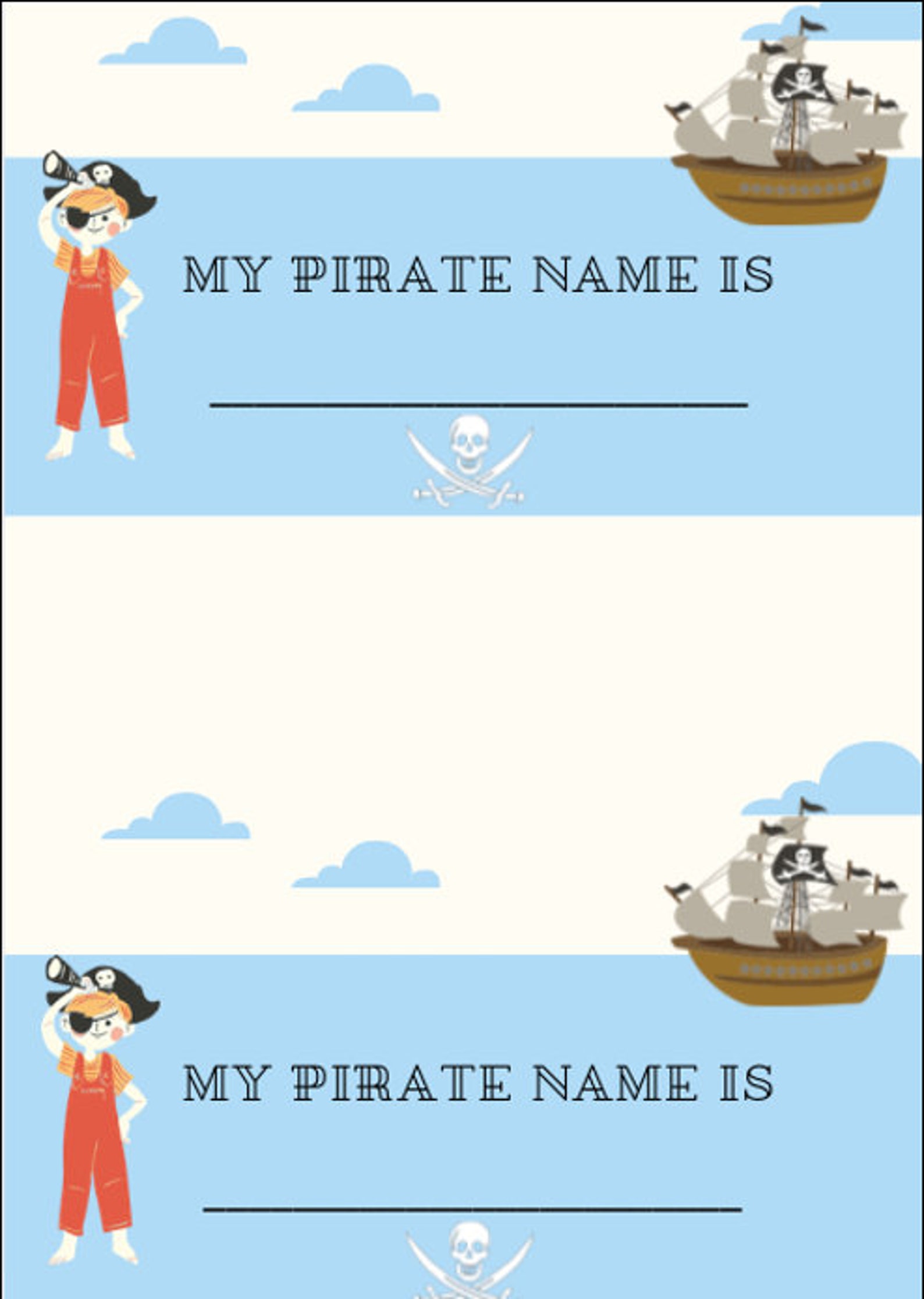 What's Your Pirate Name? Name Generator Printable Party Game Instant ...