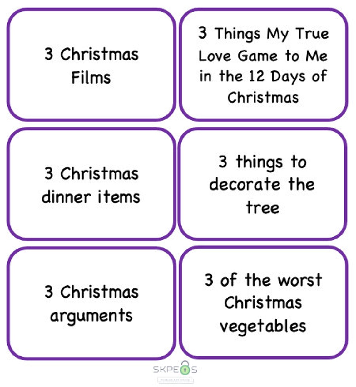 5 Second Rule Christmas Theme Game 5 Second Rule Family Fun Print and ...