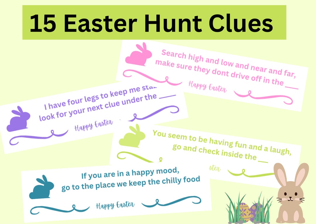 Easter Egg Hunt Clues Instant Download Printable Easter Egg Hunt Clues ...