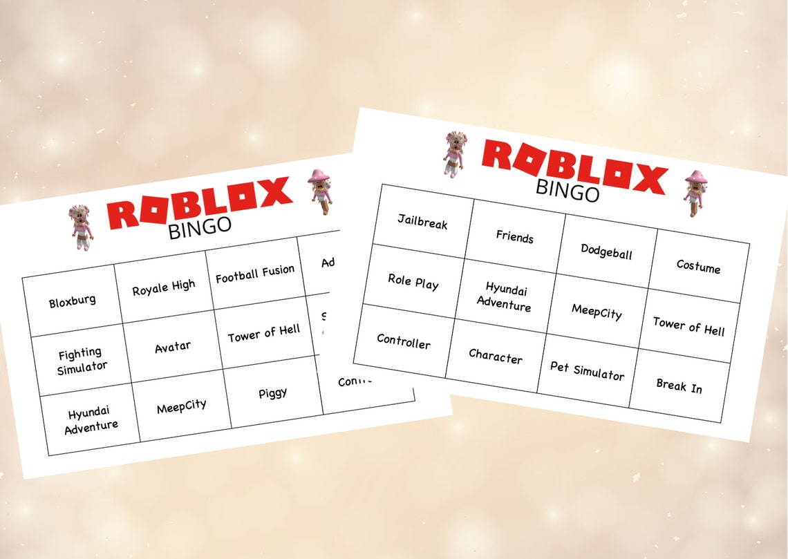 Roblox Bingo Digital Download 26 Game Cards Roblox Print at - Etsy