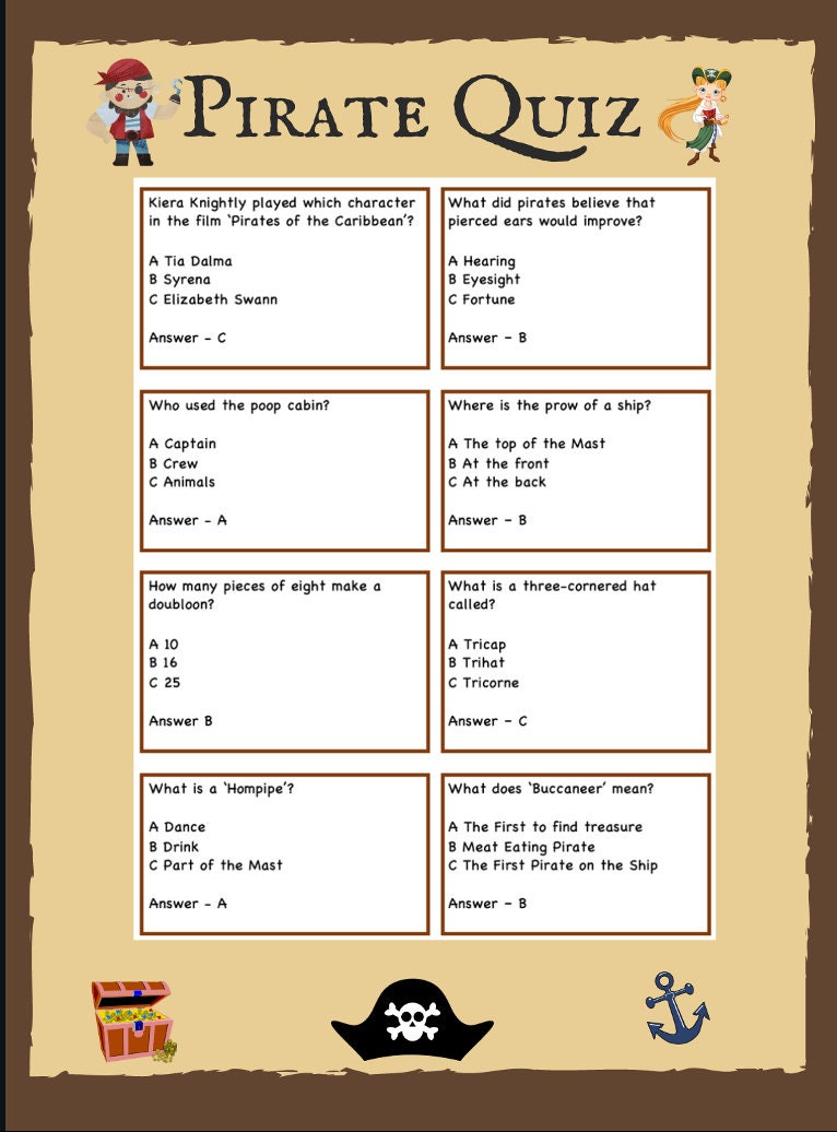 Pirate Party Printable Games 4 Pirate Party Game Pack Pirate Themed ...