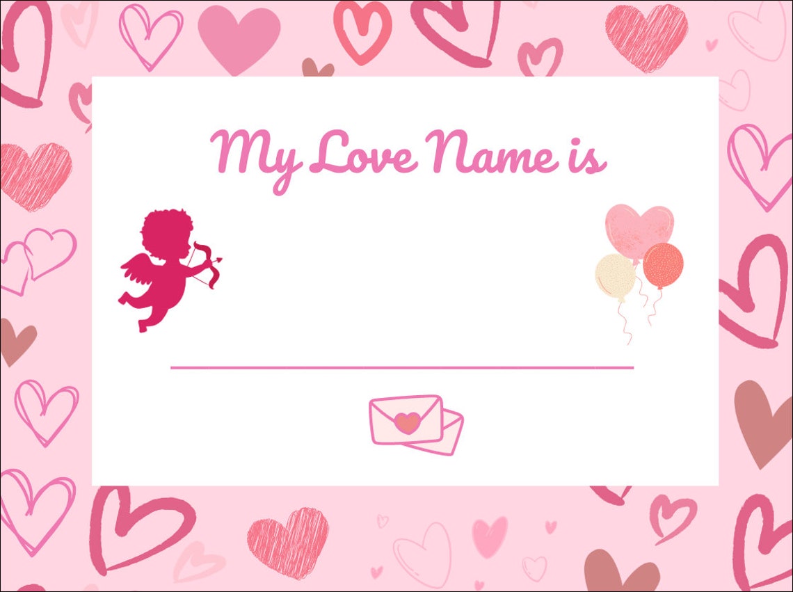 Whats Your Love Name? Name Generator Printable Party Game Instant ...