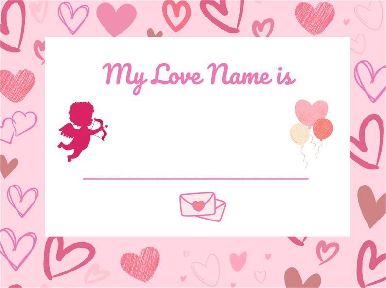 Whats Your Love Name? Name Generator Printable Party Game Instant ...