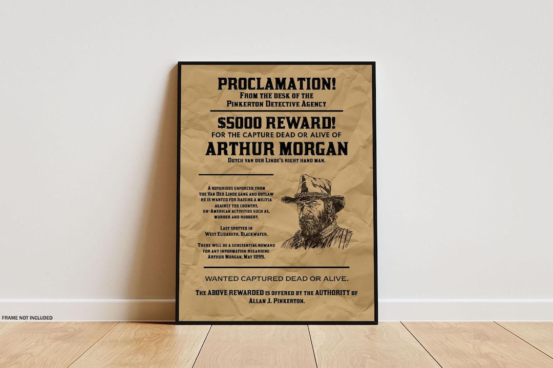 Arthur Morgan Wanted Poster, Red Dead Redemption 2 Poster, Red Dead ...