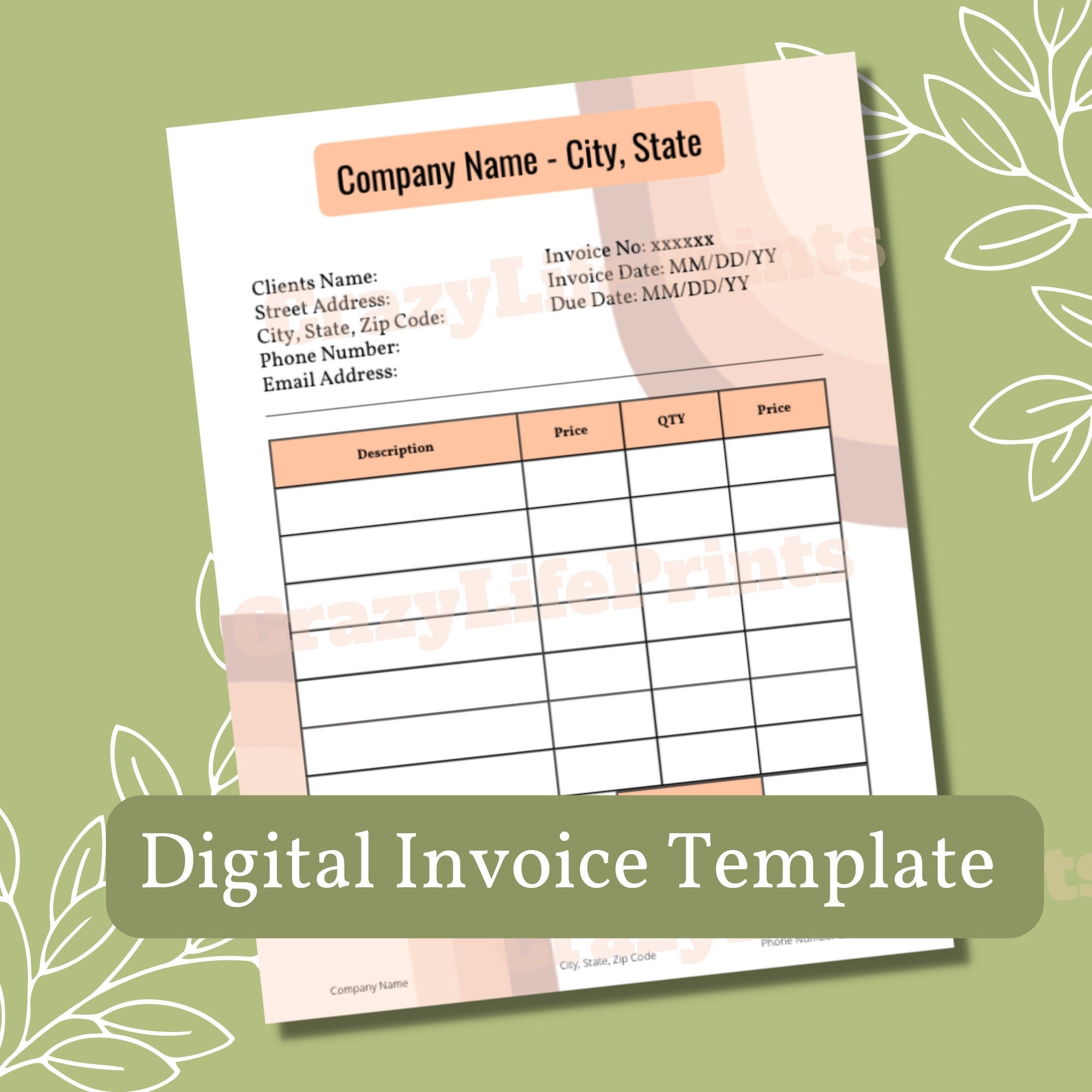 Boho Invoice Template Download Invoice Invoice Template | Etsy