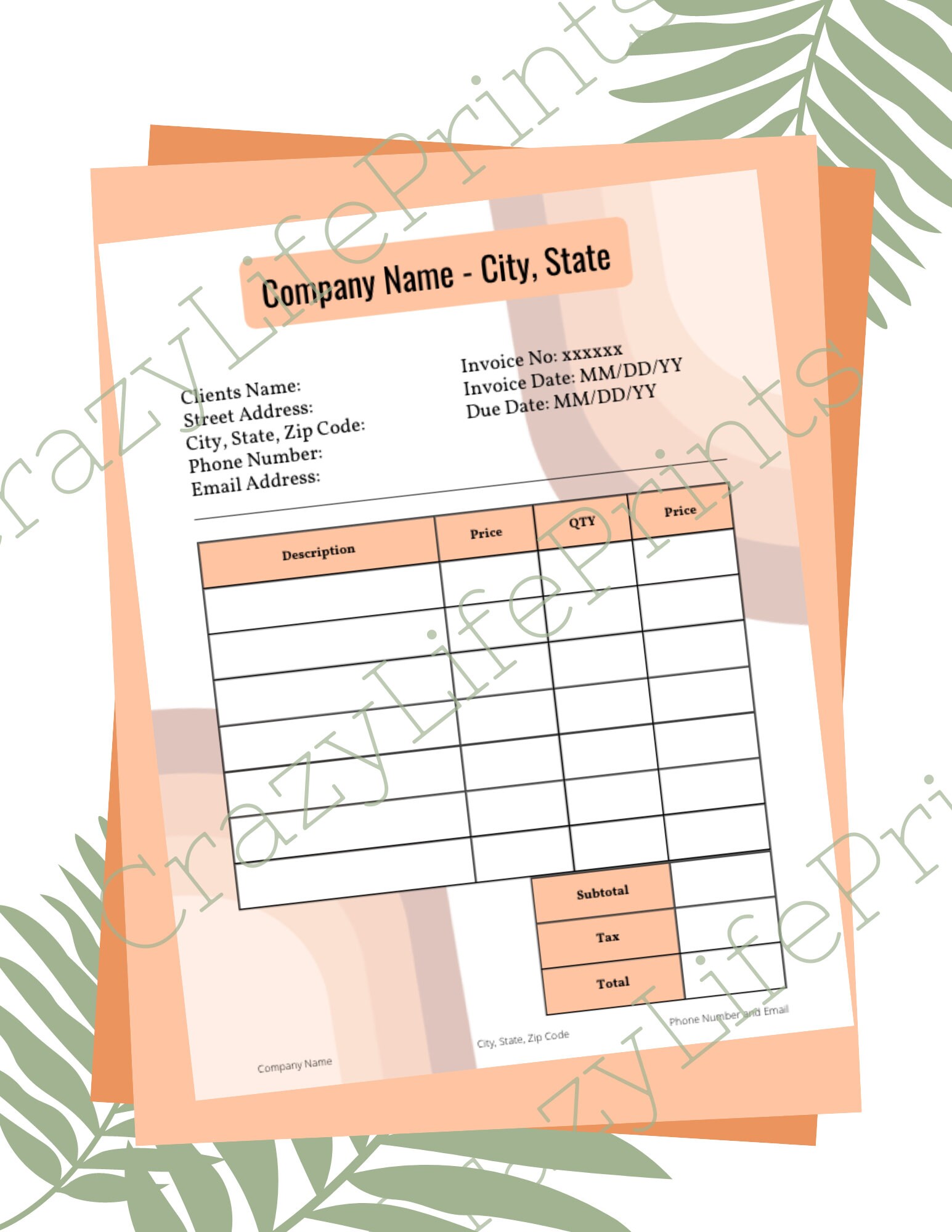 Boho Invoice Template Download Invoice Invoice Template | Etsy