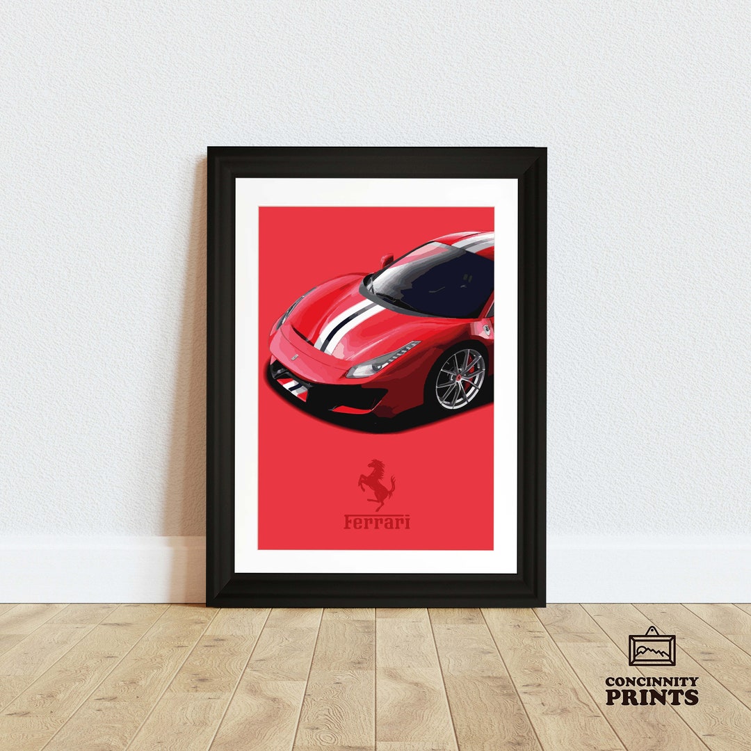 Ferrari 488 Pista Supercar A3 A4 Framed Poster Print Wall - Etsy