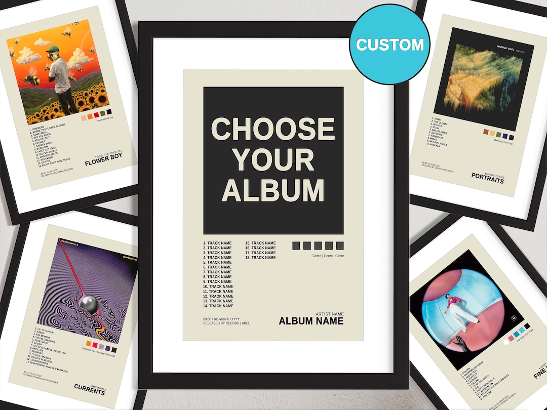 Custom Album Cover Print | Choose Any Album | A2 A3 A4 Framed Poster Print | Album Cover Wall ...