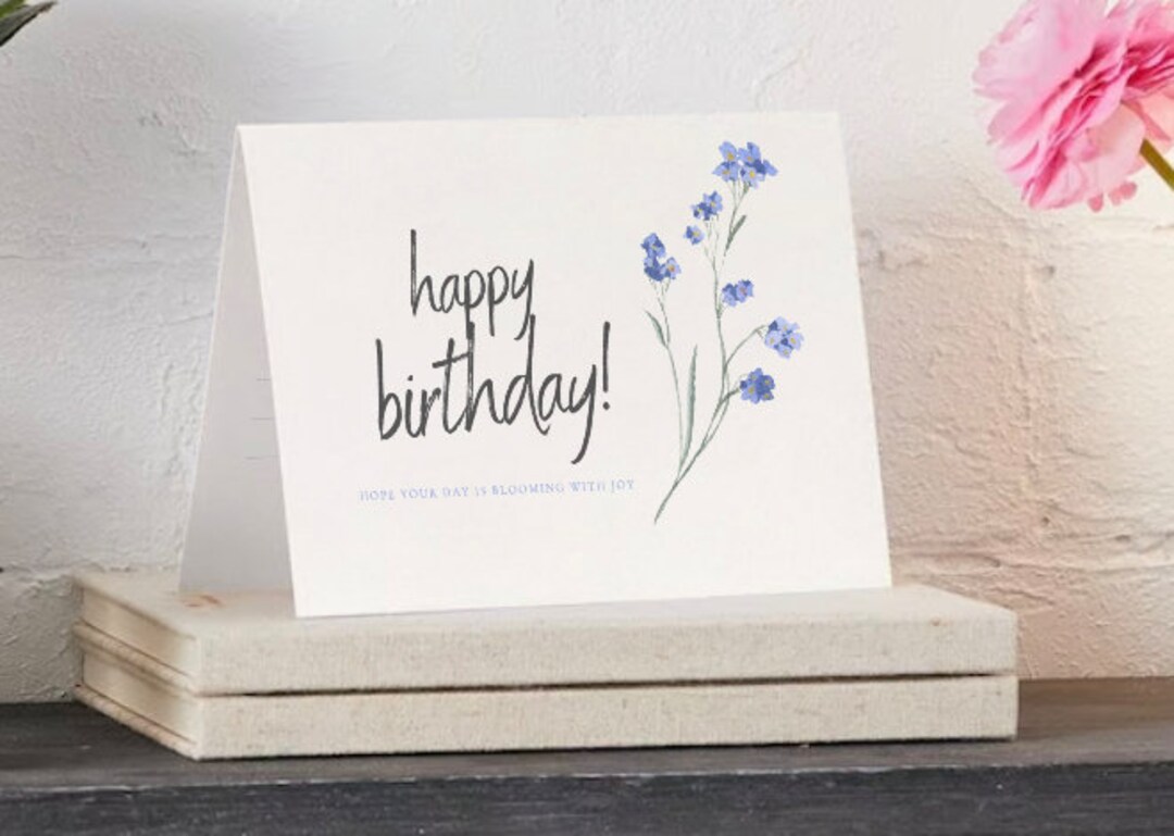 Printable Birthday Greeting Card - Beautiful Flower Watercolor Design ...