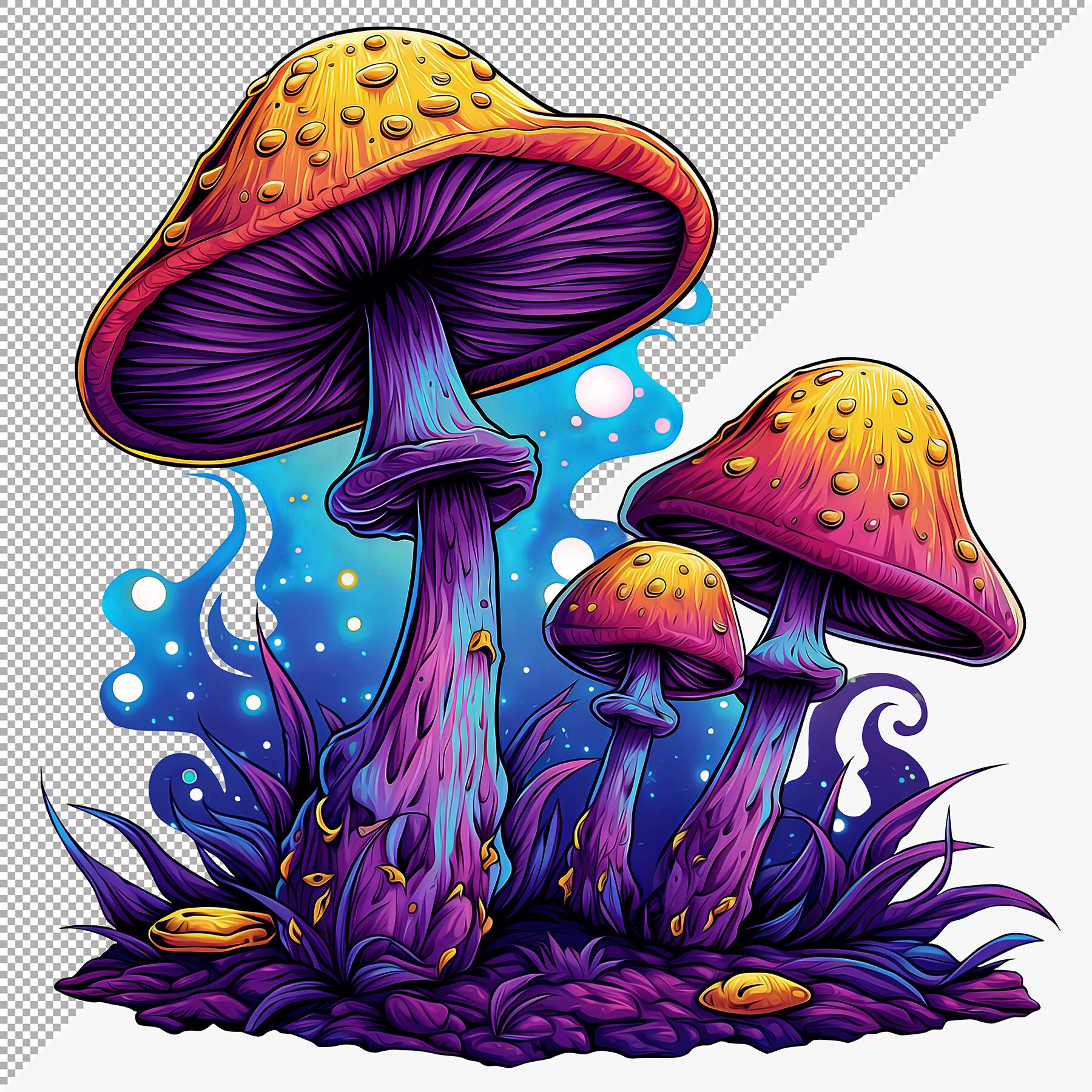 50 PNG Magic Mushrooms Clipart, Fly Agaric Sublimation, Psychedelic ...
