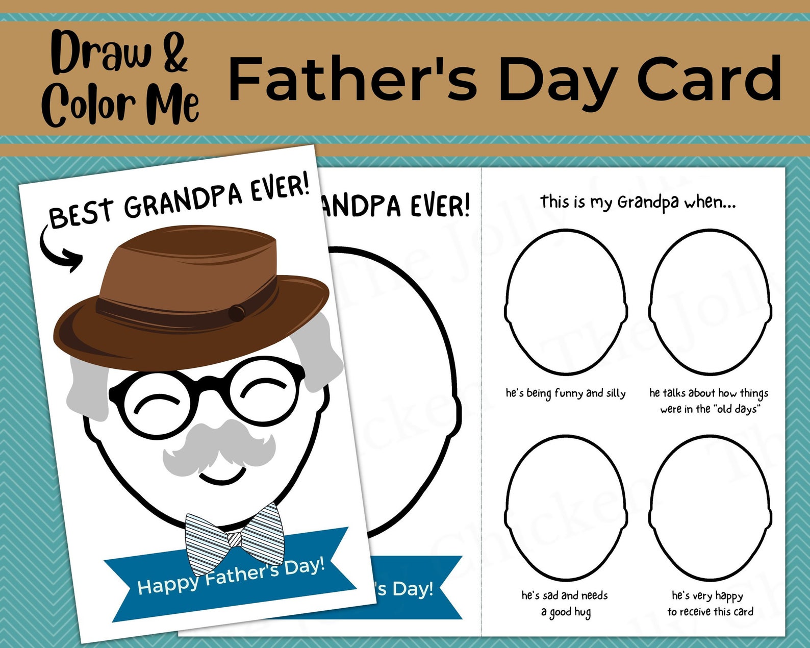 Draw and Color Me Father's Day Card Printable for Grandpa - Etsy