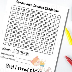 Kids Savings Challenge Printable Tracker, Instant Digital Download ...