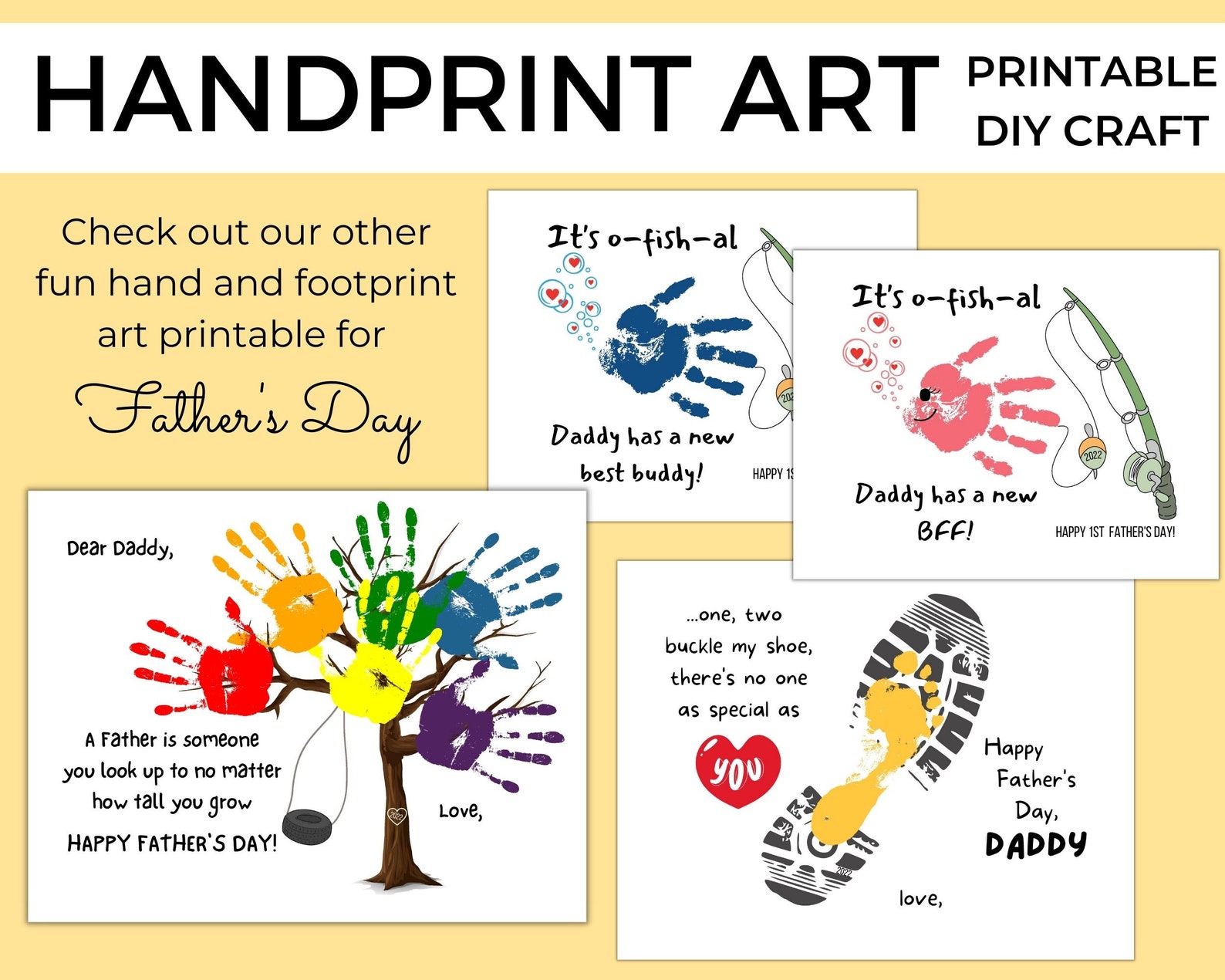 Father's Day Handprint Art Printable DIY Craft Keepsake - Etsy