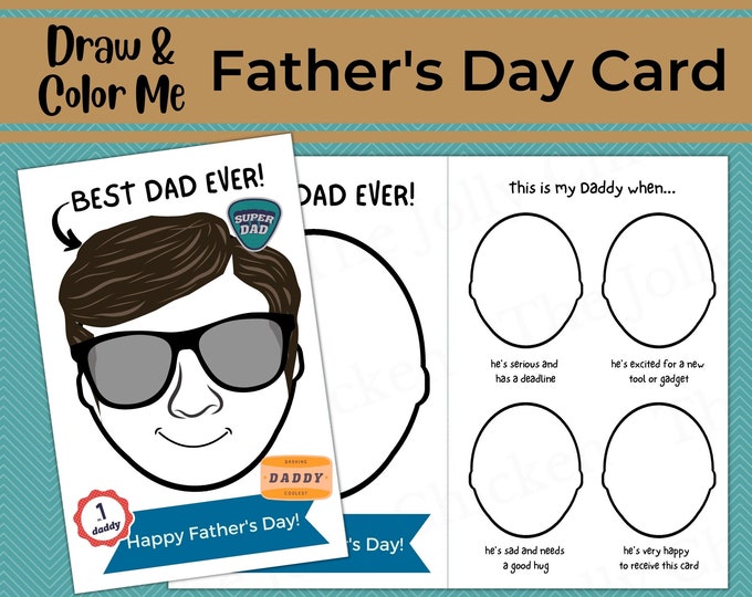 Draw and Color Me Father's Day Card Printable, Father's Day Arts and ...