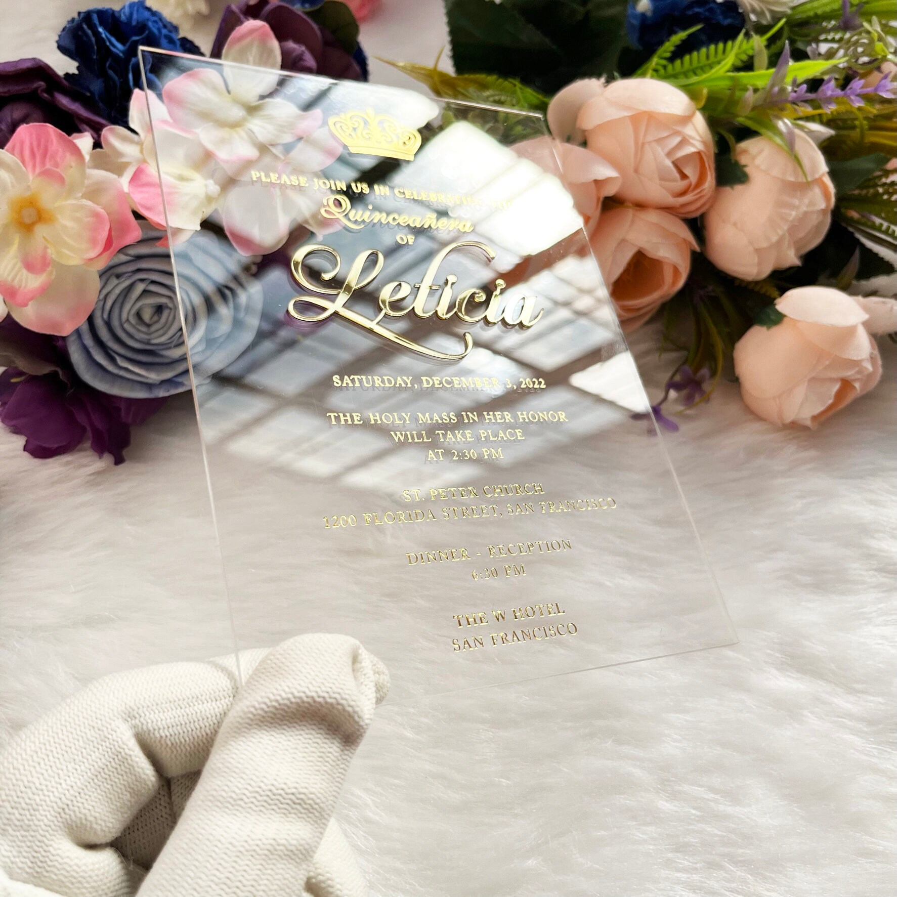 Invitations Quinceanera Sweet 15 Invitation Acrylic - Etsy