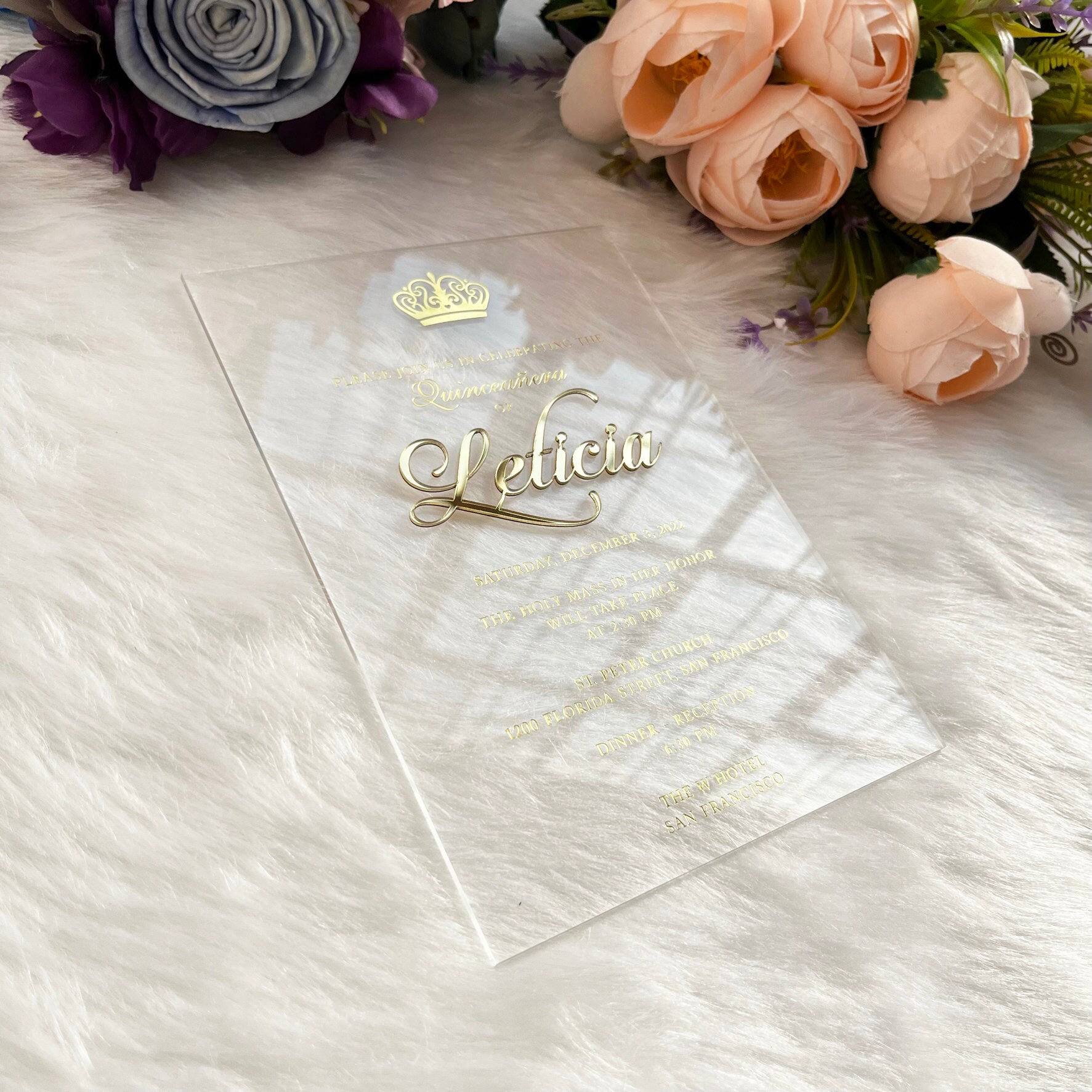 Invitations Quinceanera Sweet 15 Invitation Acrylic - Etsy