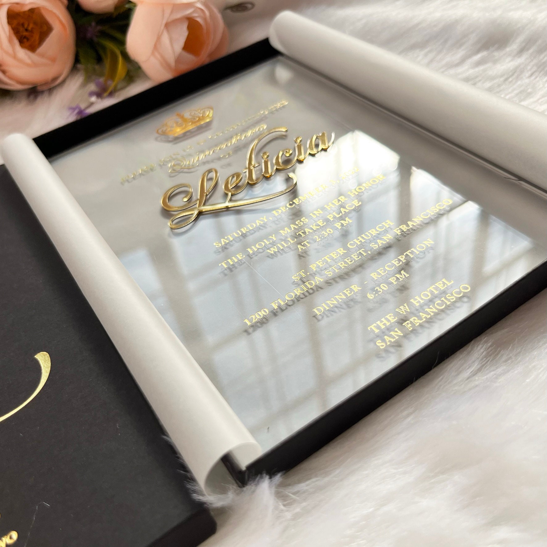 Invitations Quinceanera Sweet 15 Invitation Acrylic - Etsy