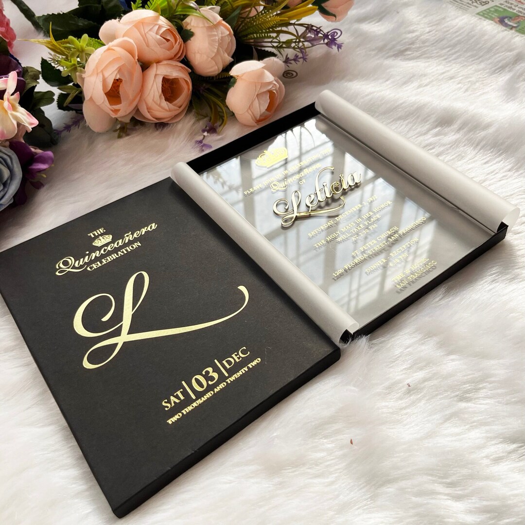Invitations Quinceanera Sweet 15 Invitation Acrylic - Etsy
