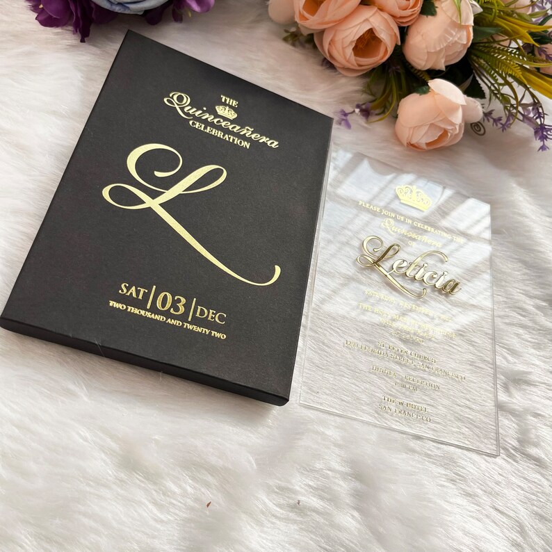 Invitations Quinceanera Sweet 15 Invitation Acrylic - Etsy