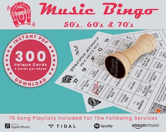 Rock 'n' Roll Rock 'n' Roll Bingo Music - Etsy