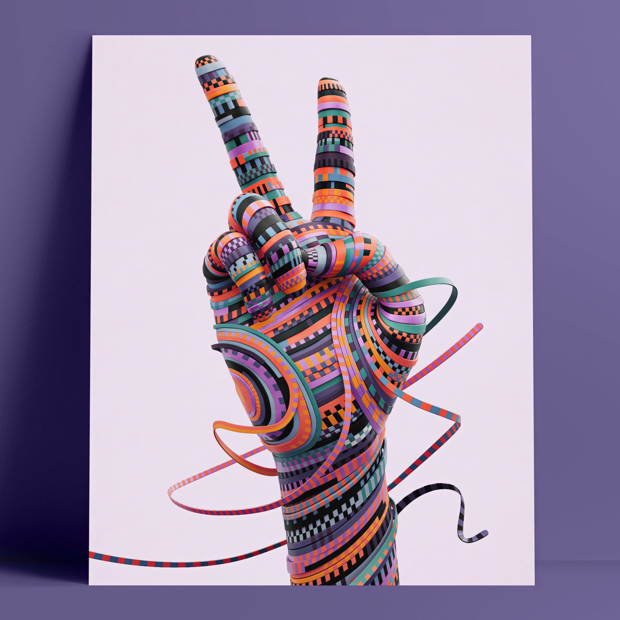 Peace Sign Art Print: Colorful Hand Giclée Print (16x20in) - Etsy
