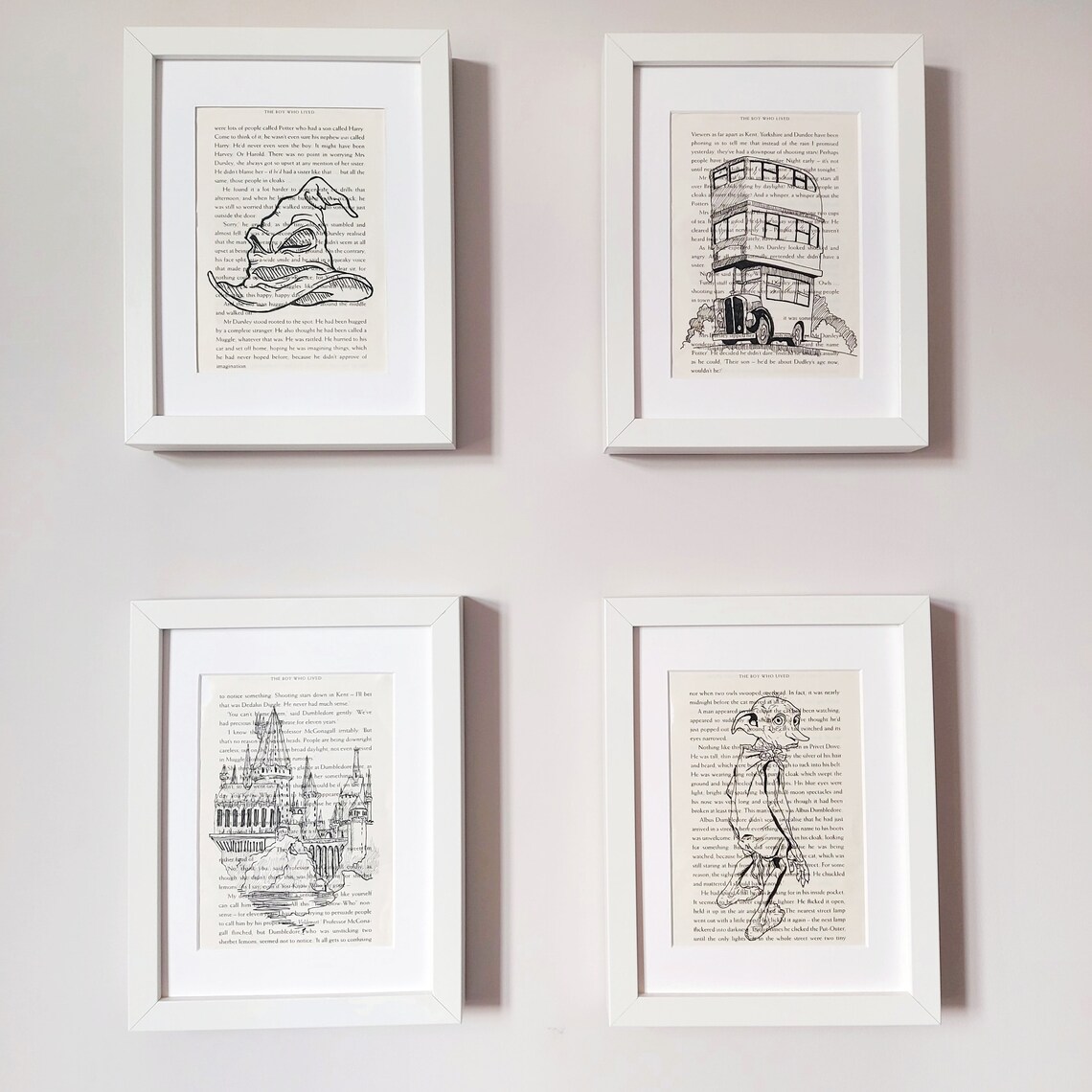 Bespoke Hand-drawn Harry Potter Inspired Book Page Art - Etsy