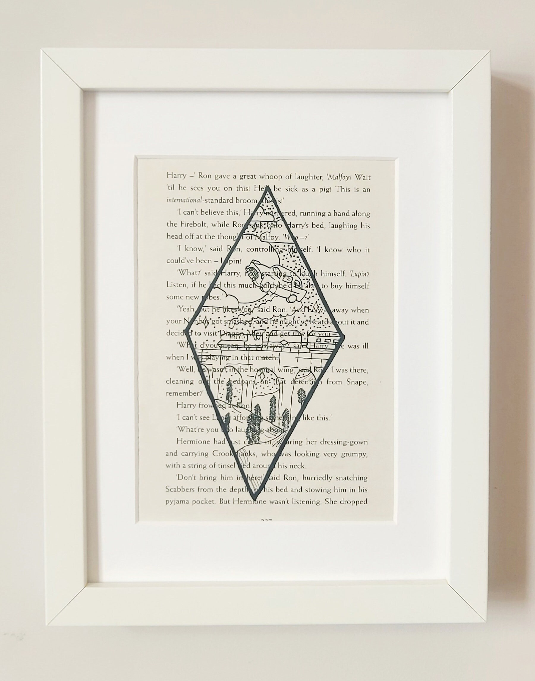 Bespoke Hand-drawn Harry Potter Inspired Book Page Art - Etsy
