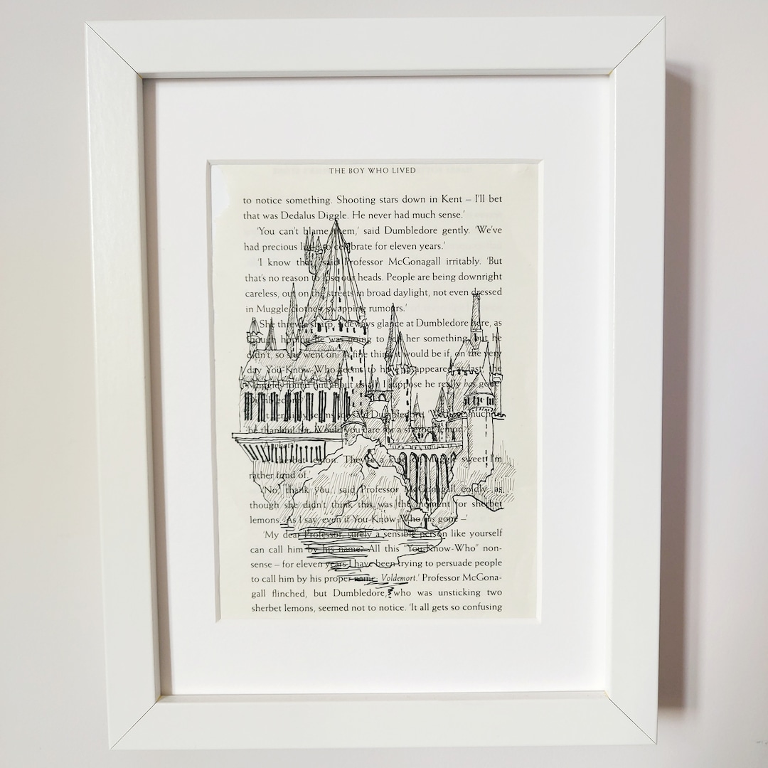 Bespoke Hand-drawn Harry Potter Inspired Book Page Art - Etsy