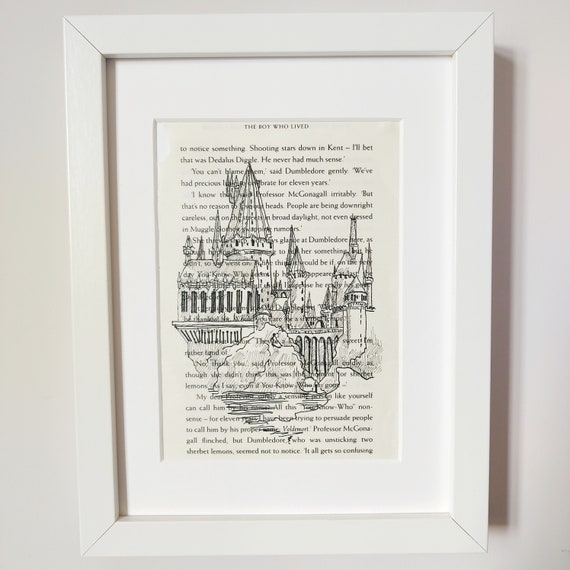 Bespoke Hand-drawn Harry Potter Inspired Book Page Art - Etsy