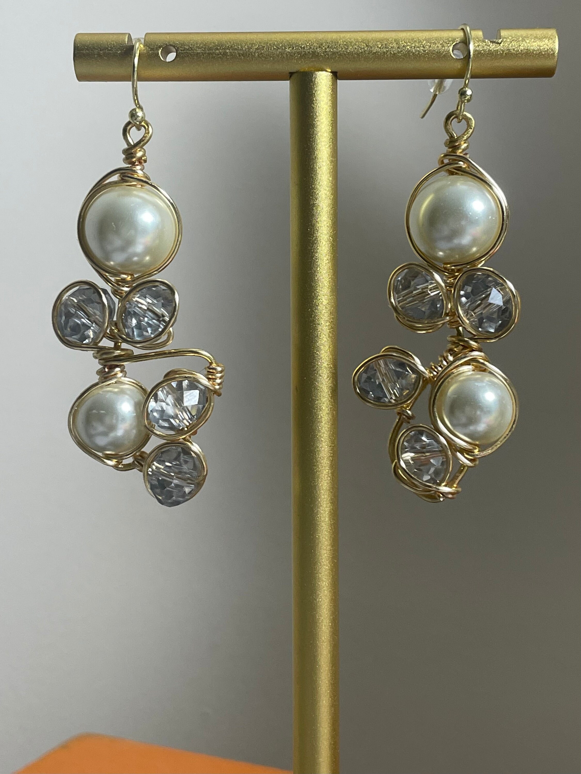 Crystals and Pearls Wire Wrapped Handmade Earrings - Etsy