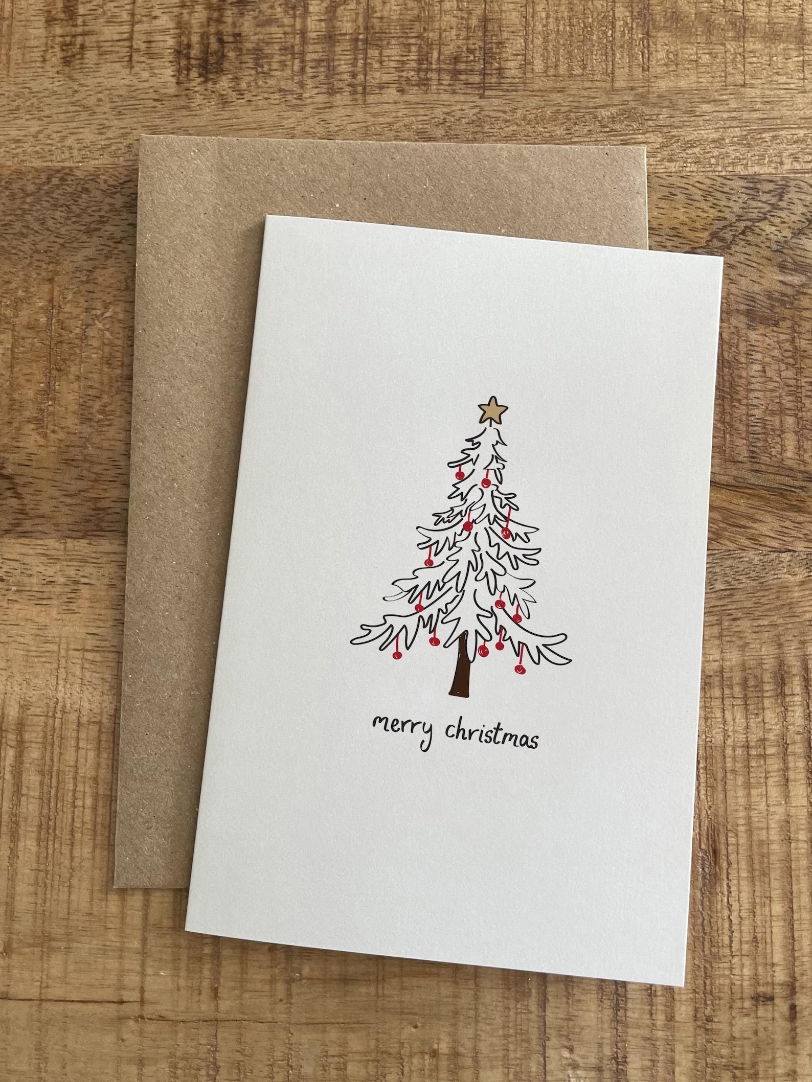 Hand Drawn Christmas Tree, Merry Christmas, Christmas Card, Christmas ...