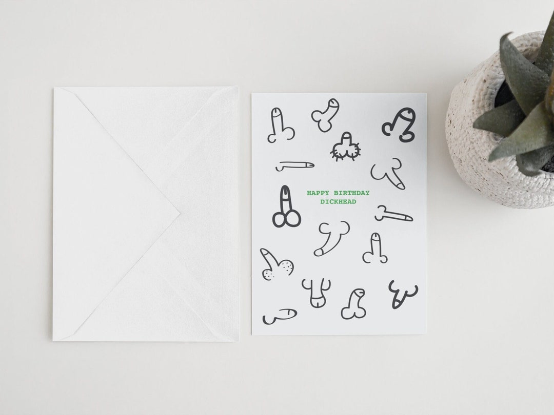 Happy Birthday Dickhead Black And White Card Birthday Ts Birthday