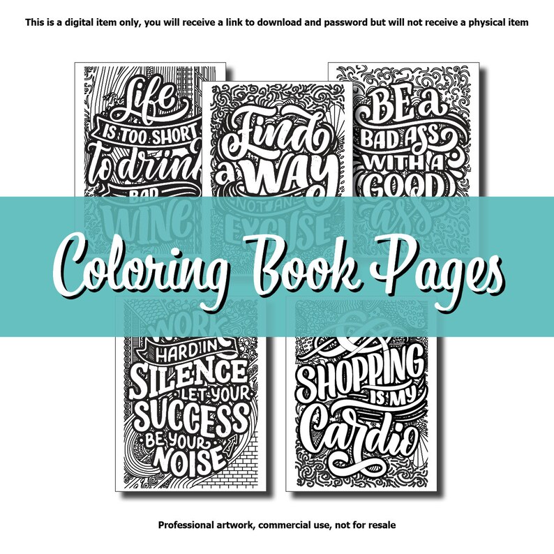 Coloring Book Pages (5) - Fun Quotes - Etsy