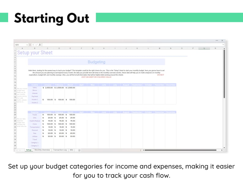 Income and Expense Tracker Excel, Budget Planner, Expense Spreadsheet ...