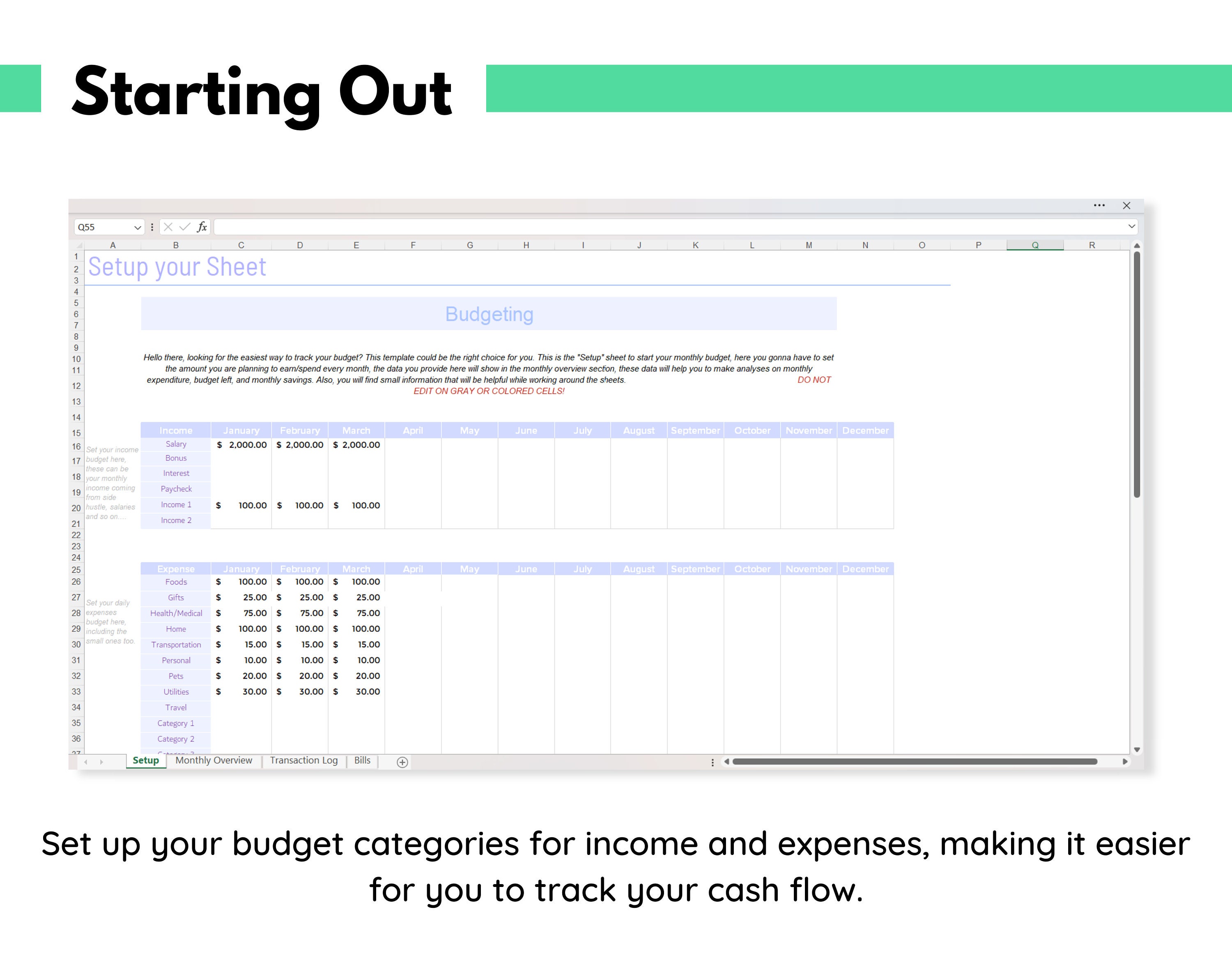 Income and Expense Tracker Excel, Budget Planner, Expense Spreadsheet ...