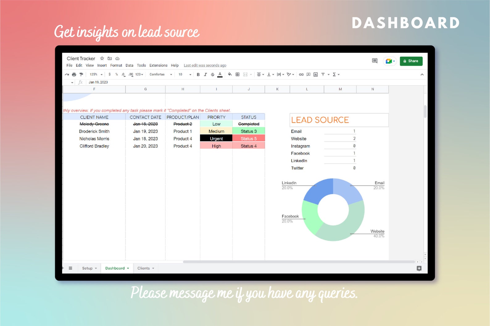 Client Tracker Spreadsheet, Lead Tracker, Small Business Template ...