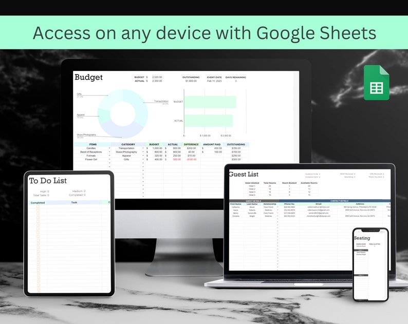 Event Planner Google Sheets - Party Planner Spreadsheet | Guest List ...