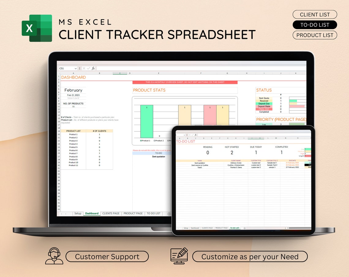 Client Tracker Excel Sheet, CRM Template, Client Database Spreadsheet ...