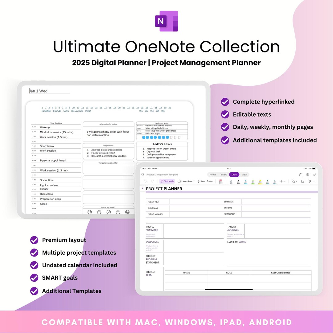Ultimate Onenote Collection, Project Planner, 2025 Digital Planner ...
