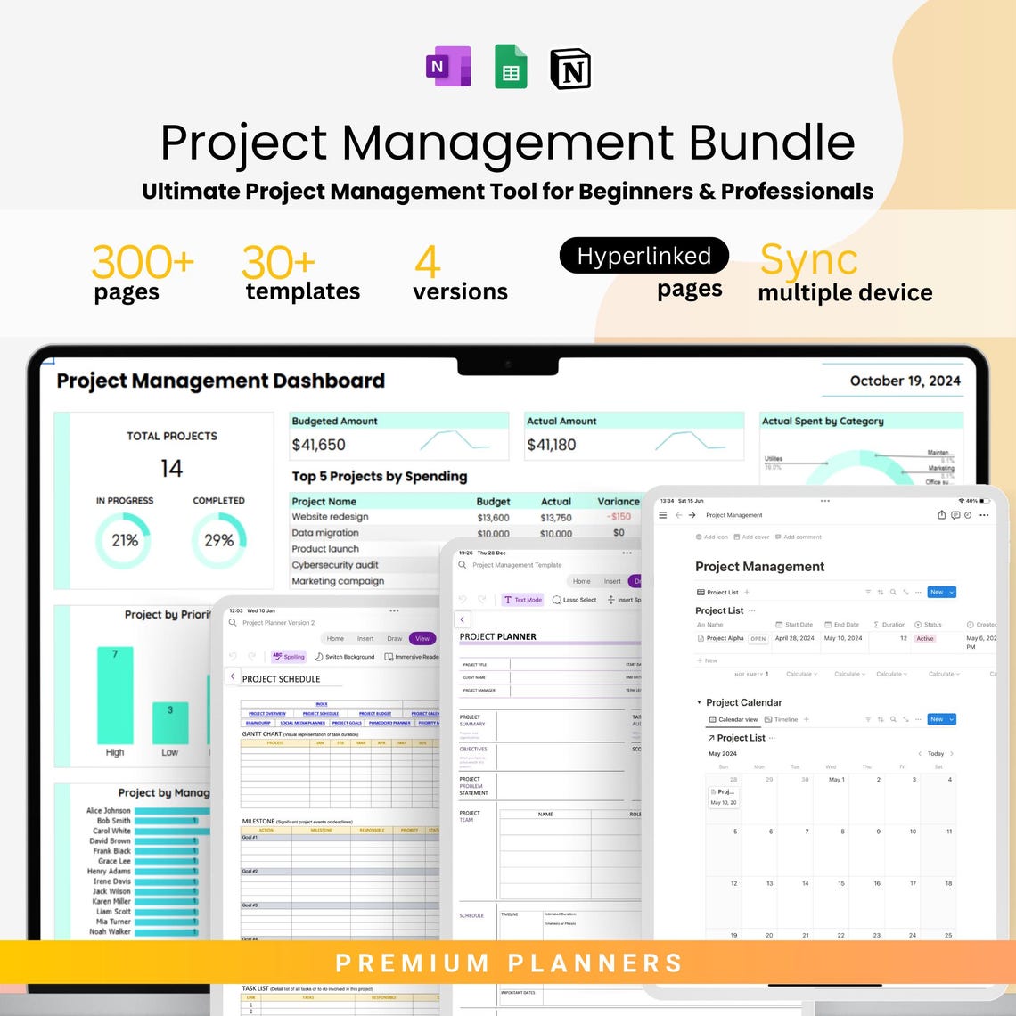 Project Management Bundle, Gantt Chart, Project Milestone, SMART Goals ...