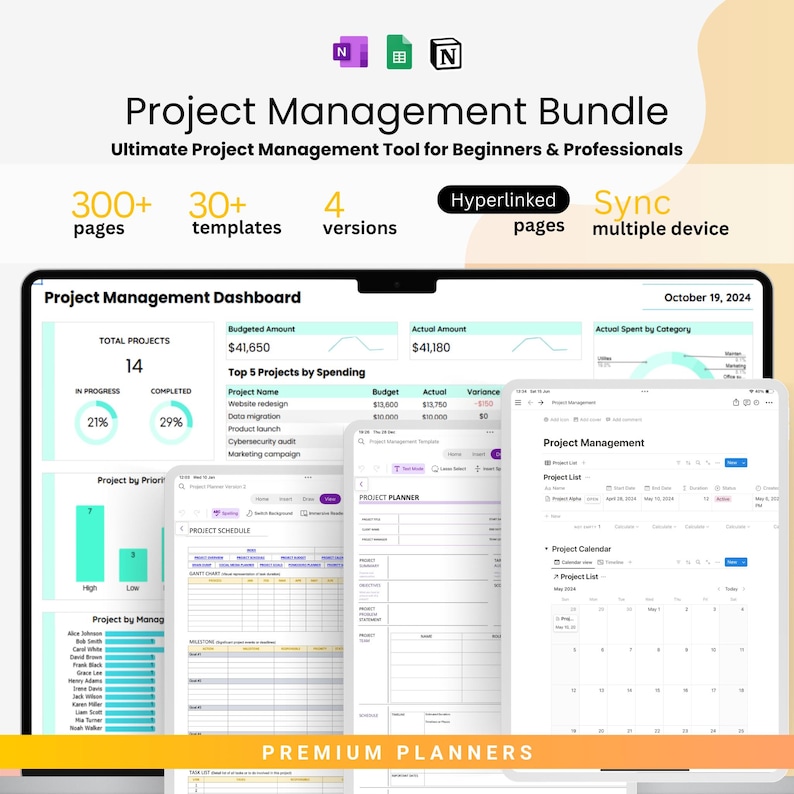Project Management Bundle, Gantt Chart, Project Milestone, SMART Goals ...